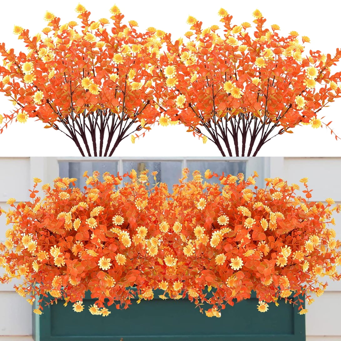 Morttic 8 Bundles Artificial Daisy Mums Flowers Outdoor UV Resistant ...