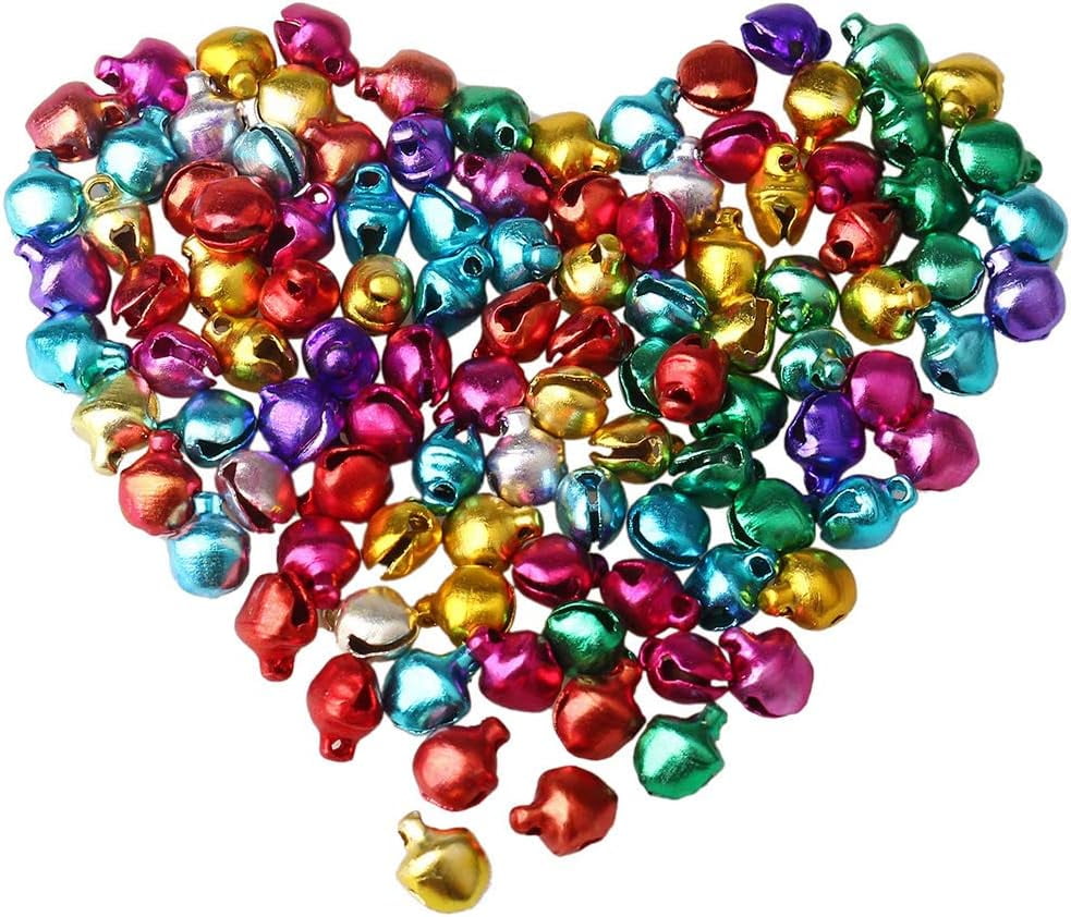 100 Pieces Jingle Bells, 6mm Small Colourful Bell Tinkle Bell for ...