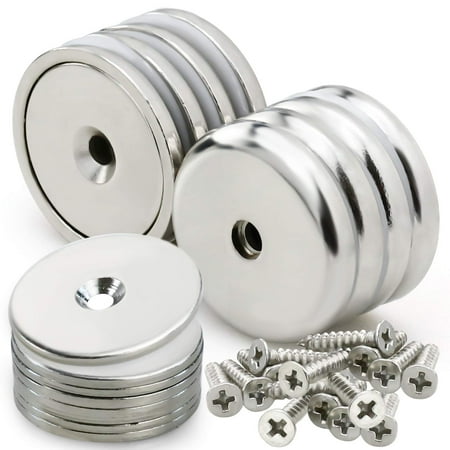 Neodymium Cup Magnets with 95 LBS Pull Capacity Each - Dia 1.26" - w ...