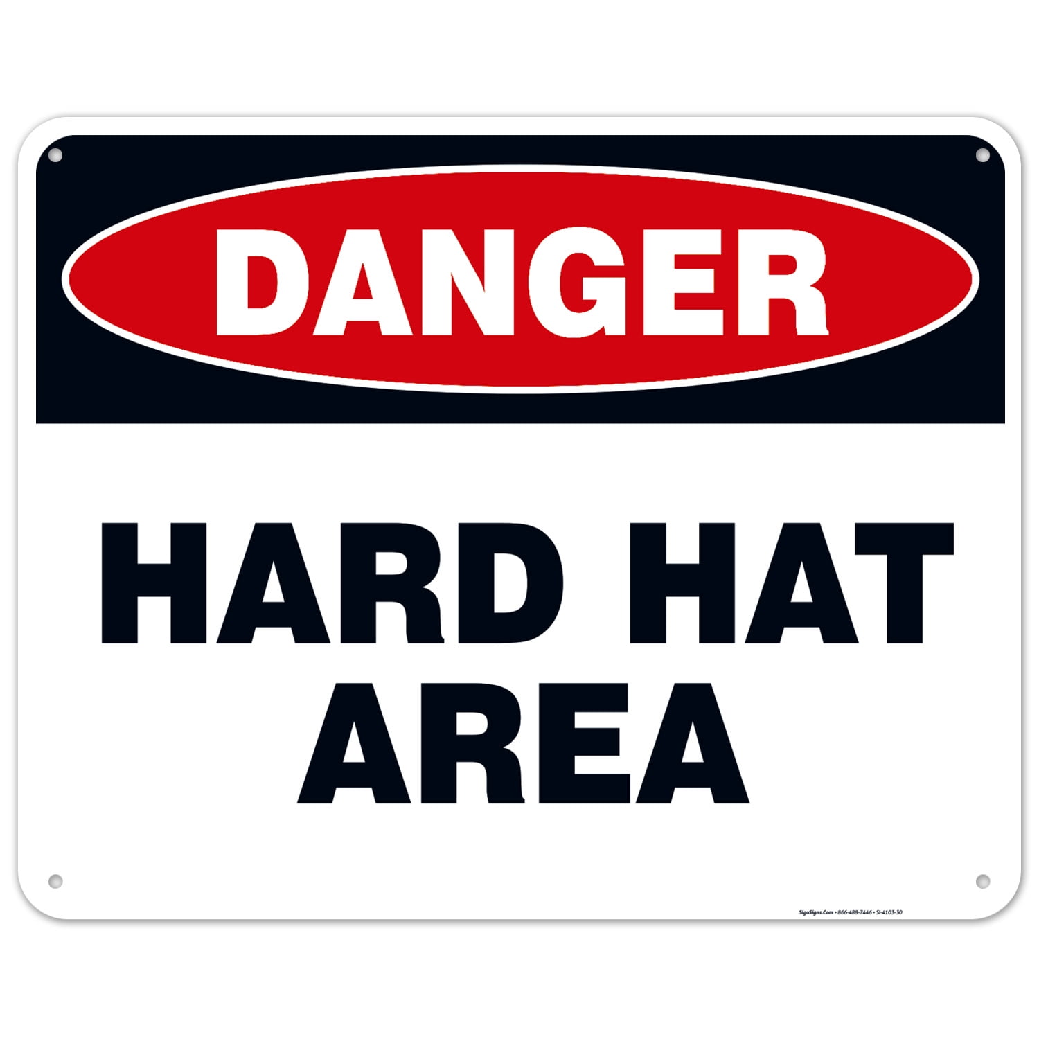 Danger Hard Hat Area Sign, - Walmart.com