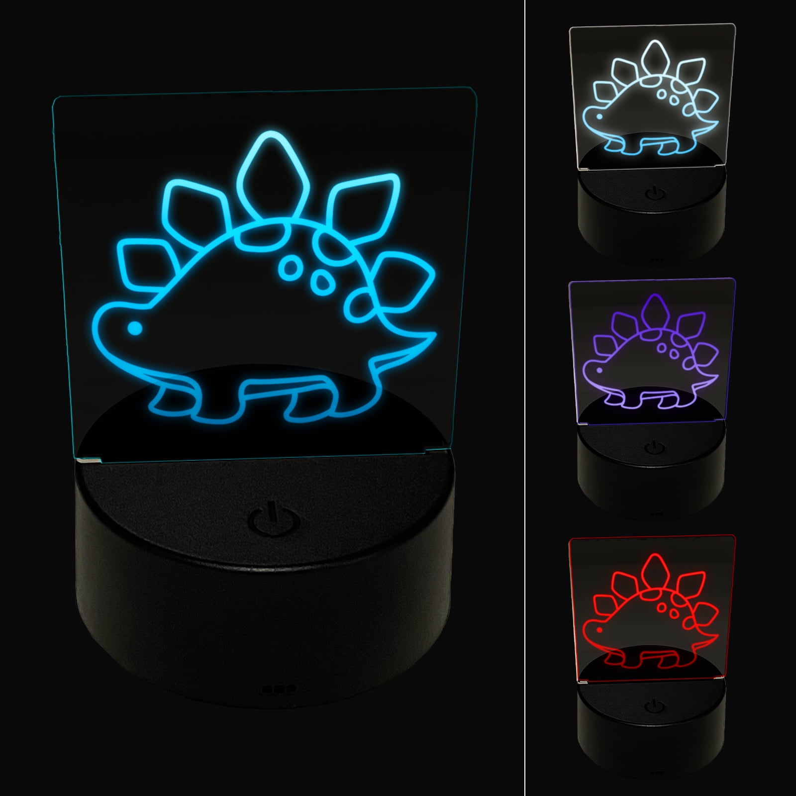 Baby Nursery Stegosaurus Dinosaur LED Night Light Sign 3D Illusion Desk ...