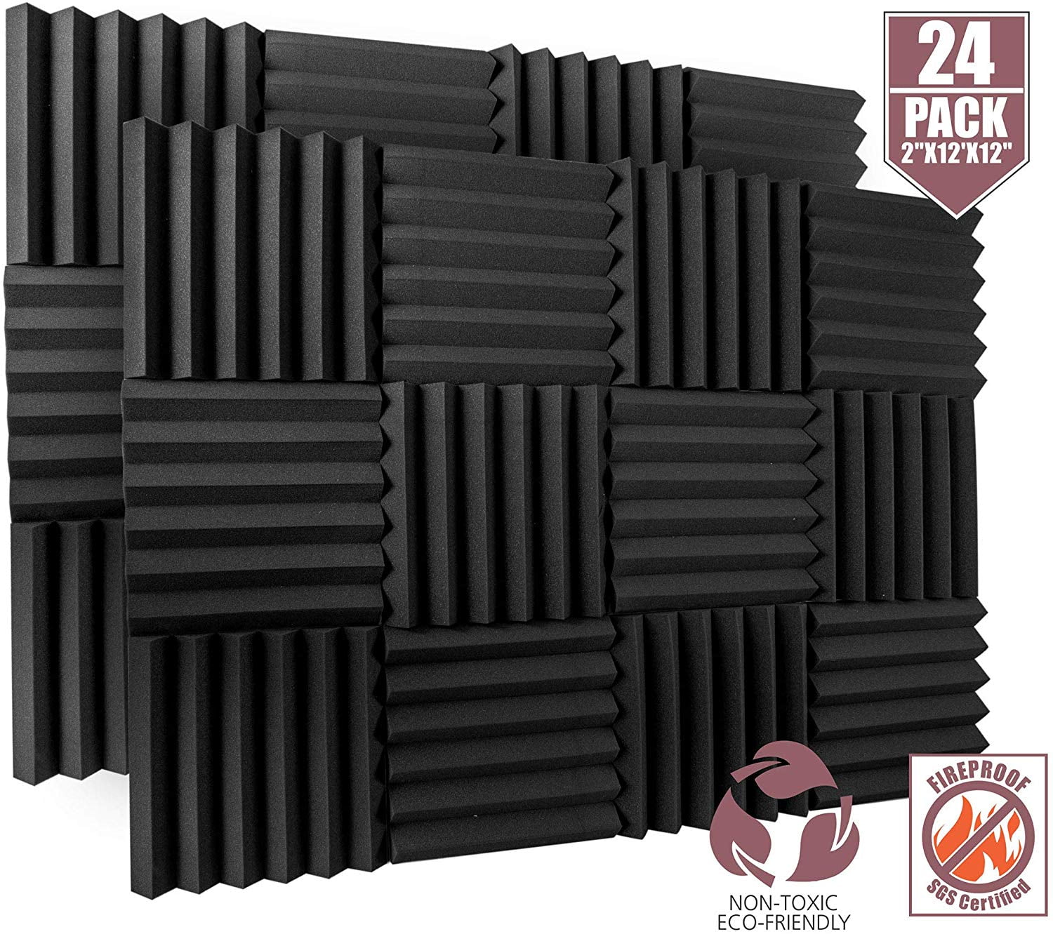 A2S Protection 24 Pack Acoustic Foam Panels 2 A2S Protection 24 Pack Acoustic Foam Panels 2