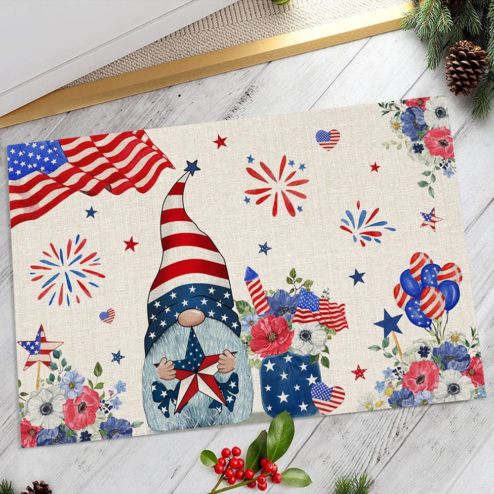 Patriotic Theme Area Pad,Independence Day Door Mat,4th of July Holiday ...