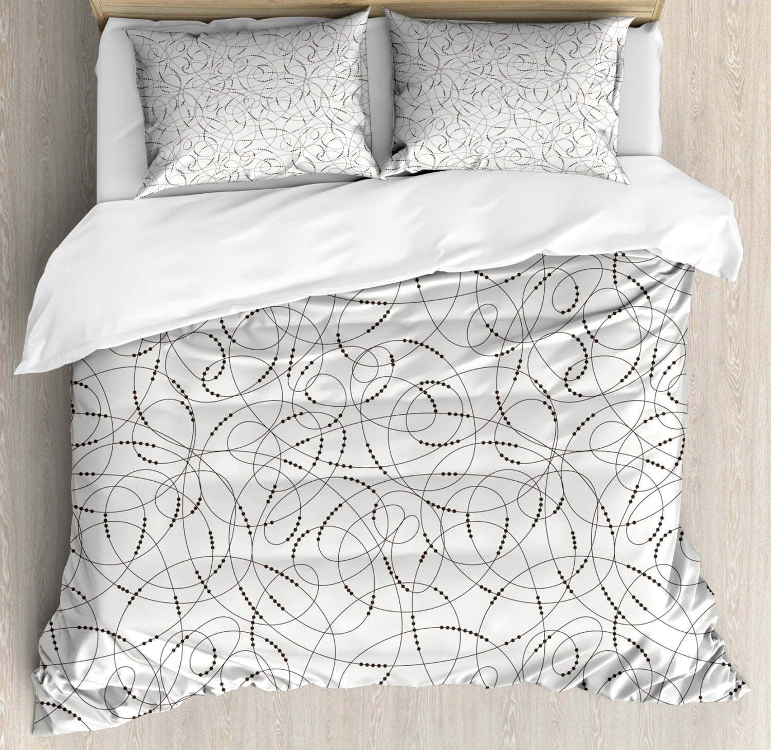 Abstract Duvet Cover Set Queen Size, Contrasting Swirling Lines Strung ...