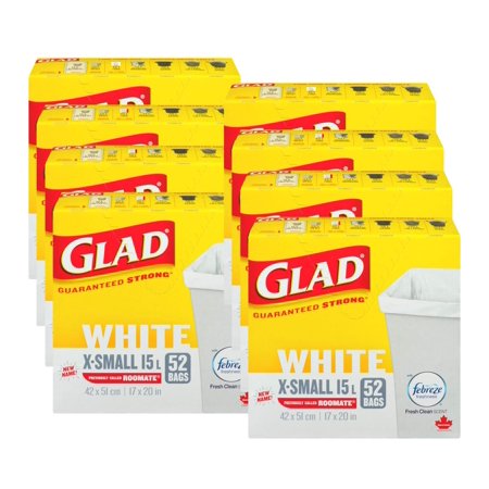GLAD Kitchen Catchers X-Small 15 Litres White Garbage Bags, 52 Bags(8 ...