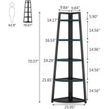 TribeSigns 70" Tall 5 Tier Corner Bookshelf, Industrial Storage Ladder ...