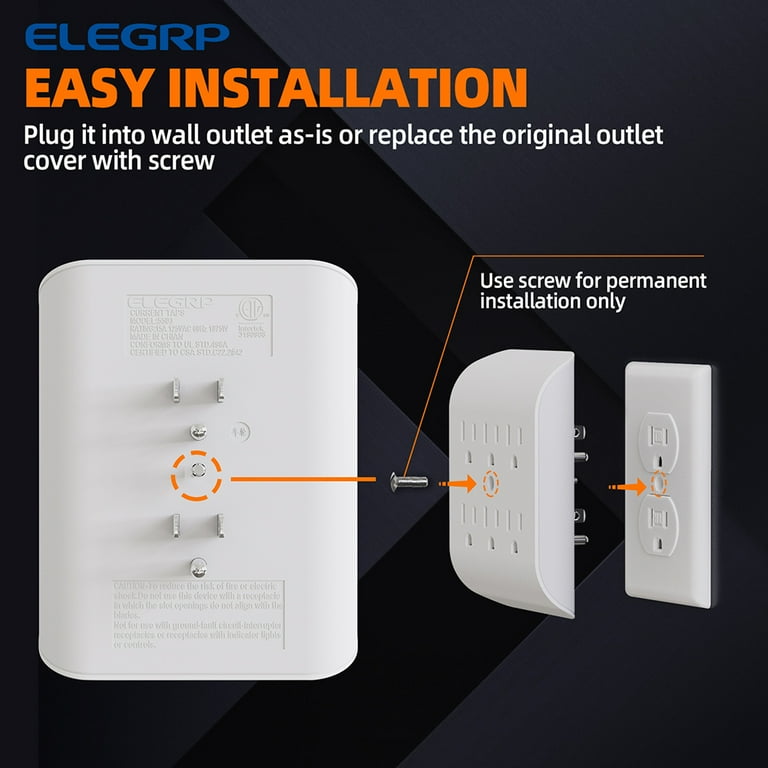Receptacle Extender Tabs 2 Pack Multi Plug Outlet Extender, 3 Sided