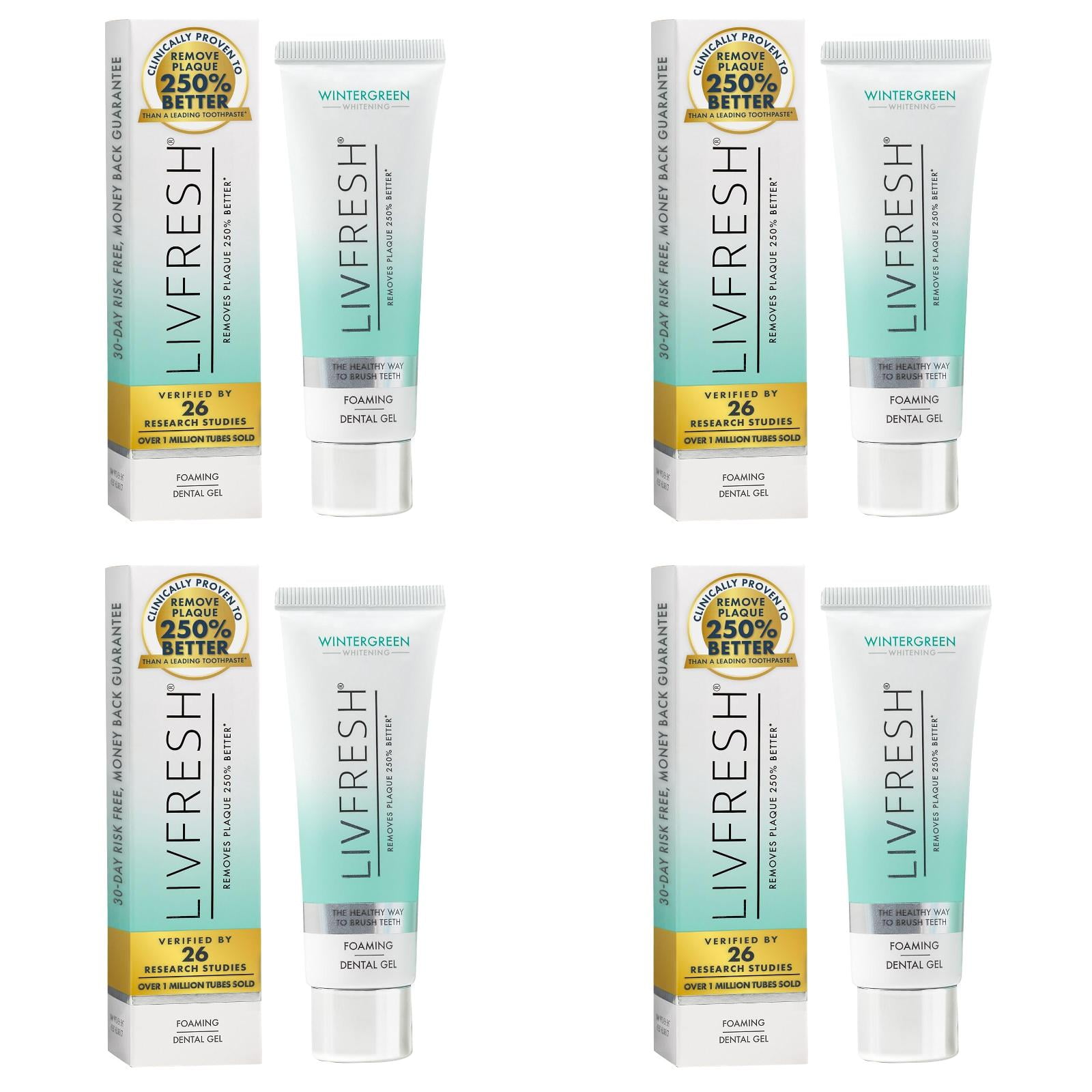 LIVFRESH Wintergreen Gel Toothpaste 4pc, SLS-Free Dental Gel for Plaque ...