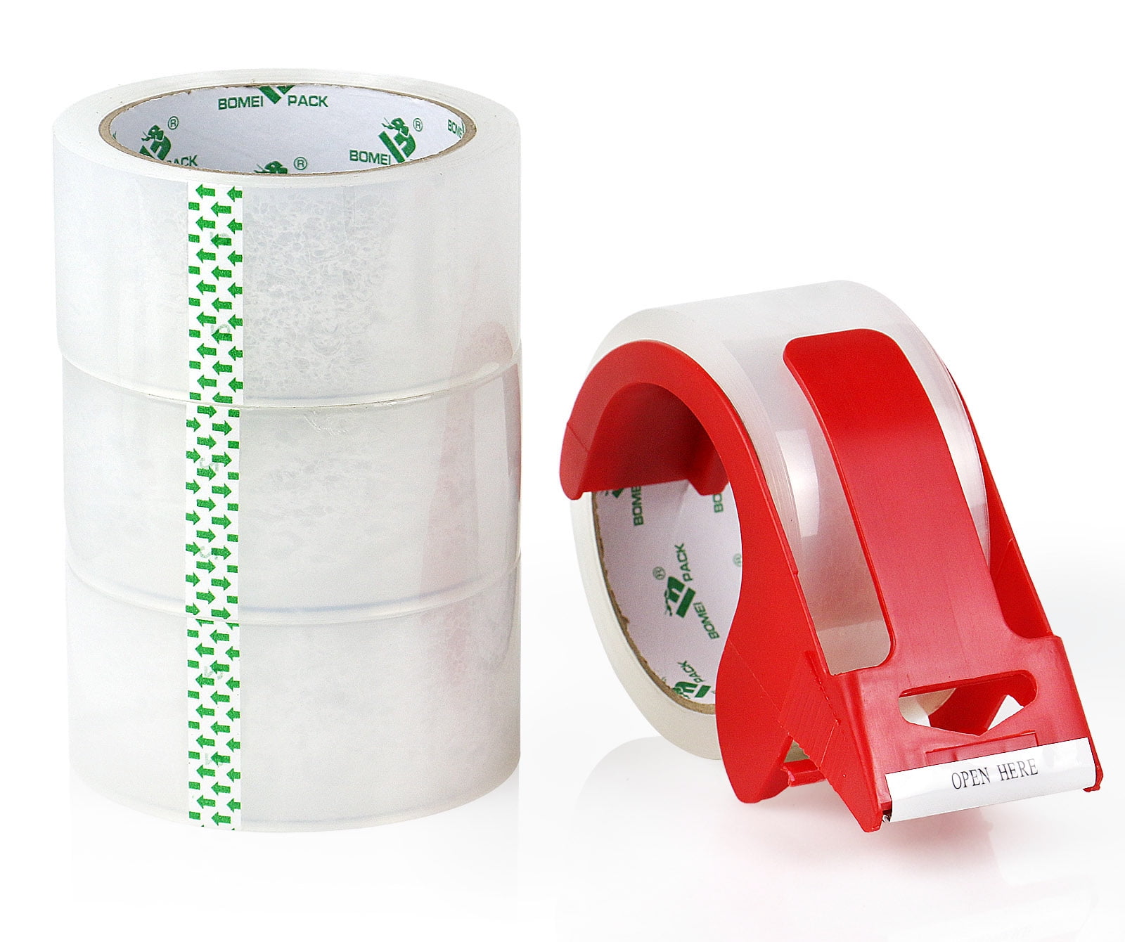 4Rolls Clear Packing Tape with Dispenser 2.4mil x 1.88inch x 50yds ...