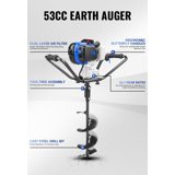 WILD BADGER POWER Auger Post Hole Digger 2.6HP 1.9KW Strong 53cc Gas ...