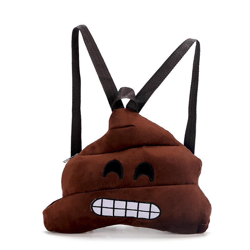Cartoon Plush Backpack Emoji Stool Poop Shoulders Bag Soft Kindergarten ...