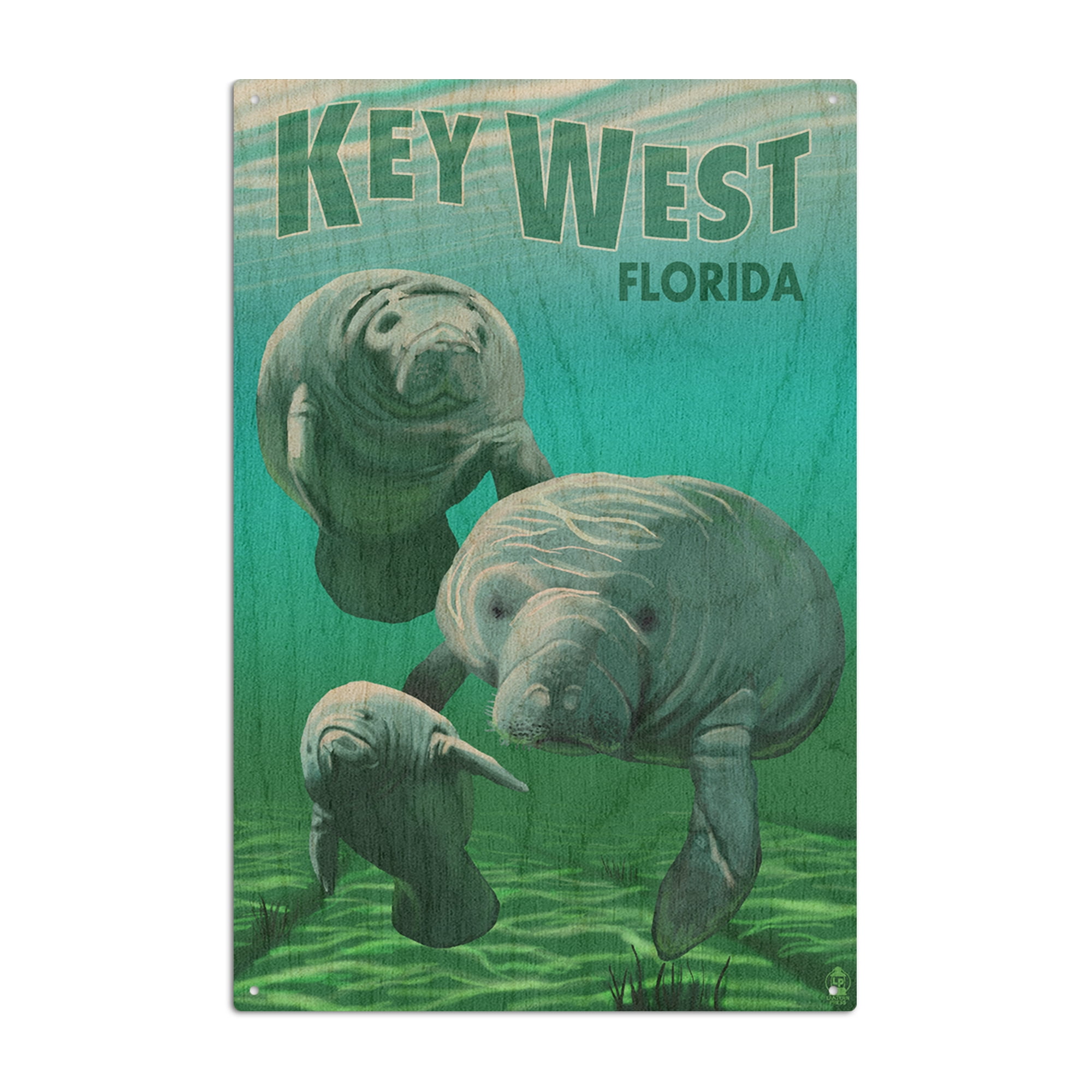 Key West, Florida, Manatees Birch Wood Wall Sign (6x9 Rustic Home Decor ...