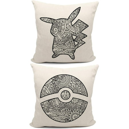 Pikachu Pokemon Reversible Throw Pillow Case, Gifts for Daughter, Son ...