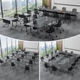 55.1" Folding Conference Table with Lockable Wheels, Mobile Flip Top ...