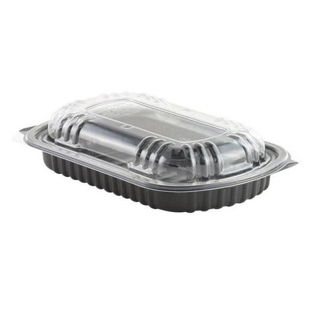 Anchor Packaging 4401900 Half Rib Food Container, Black & Clear - Case ...