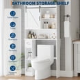 White Over-Toilet Storage Cabinet with Sliding Barn Door, Adjustable ...