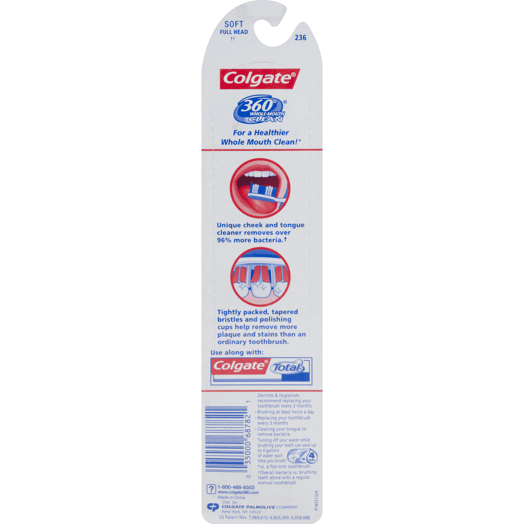 Buy Colgate 360° Manual Toothbrush with Tongue and Cheek Cleaner, Soft ...