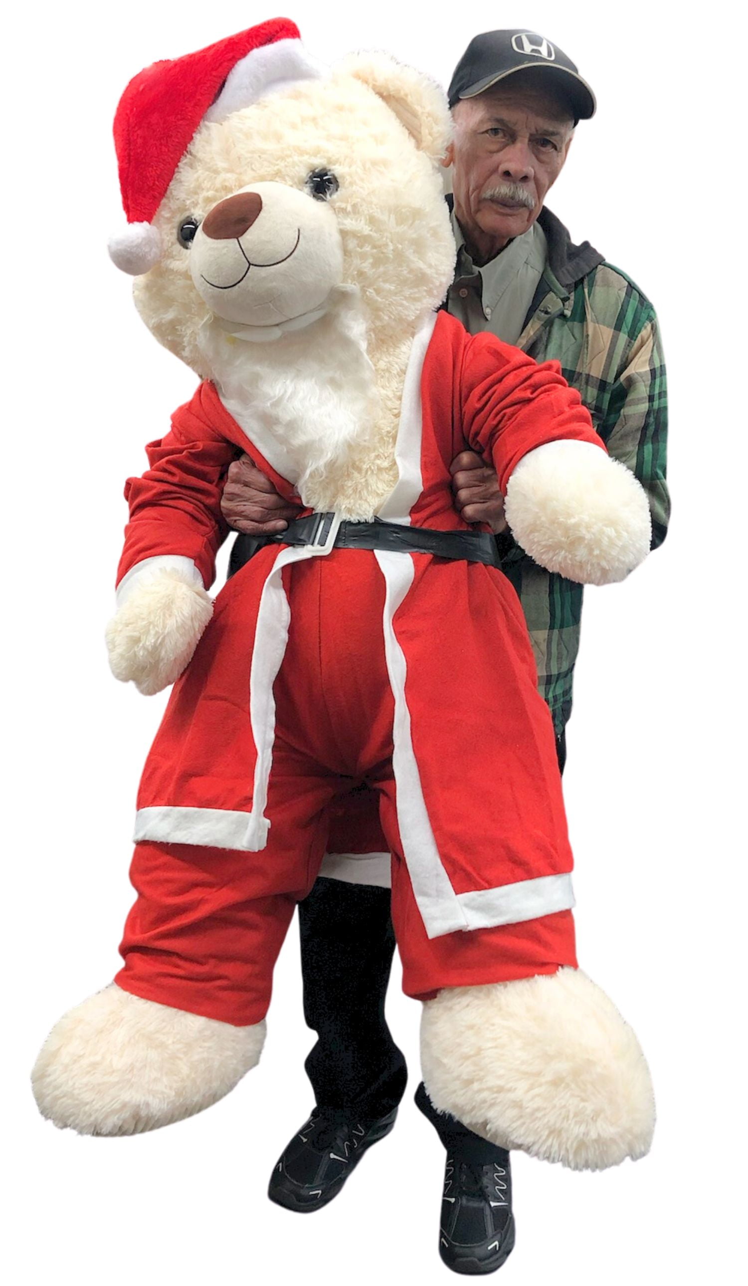 Giant Christmas Teddy Bear 54 inches White Soft Wears Removable Santa ...