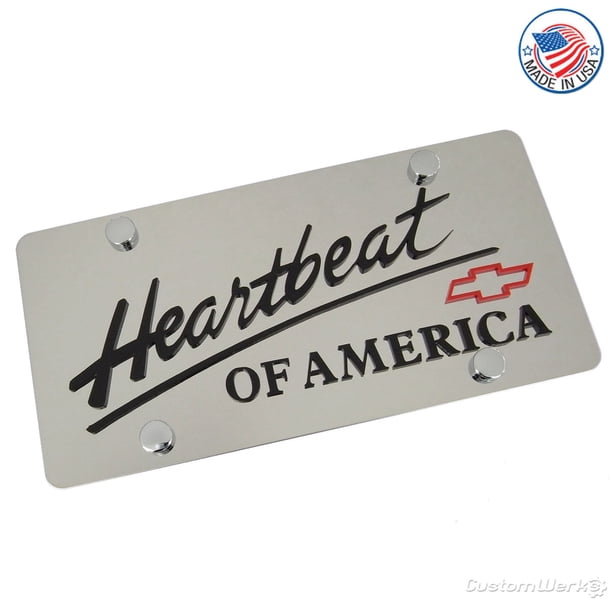 Chevy Heartbeat Of America Words With Bowtie Dual Logo License Plate ...