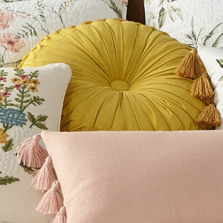 Levtex Home - Viviana - Decorative Pillow (16in. Round) - Ochre Pleated ...
