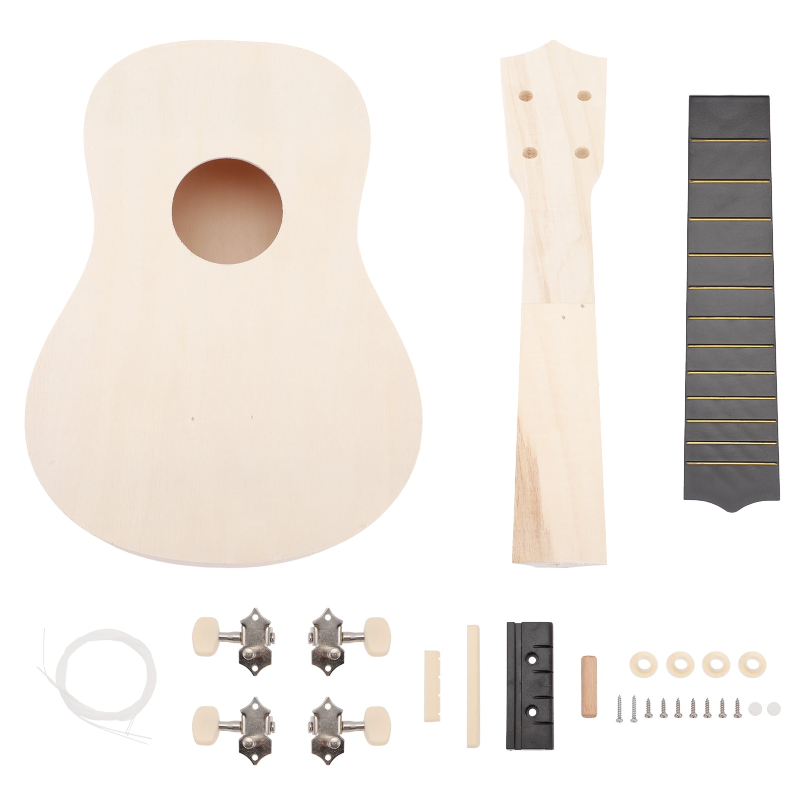 NUOLUX Ukulele Diy Kit Making Fretboard Nut Knobs Beginner Set Neck ...