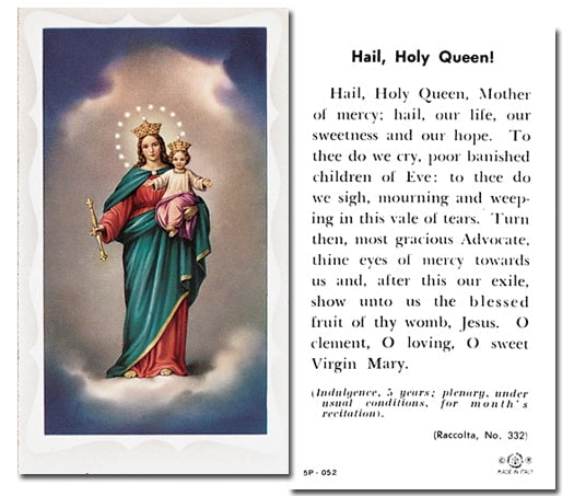 Hail Holy Queen Catholic Prayer Holy Card with Prayer on Back, Pack of ...