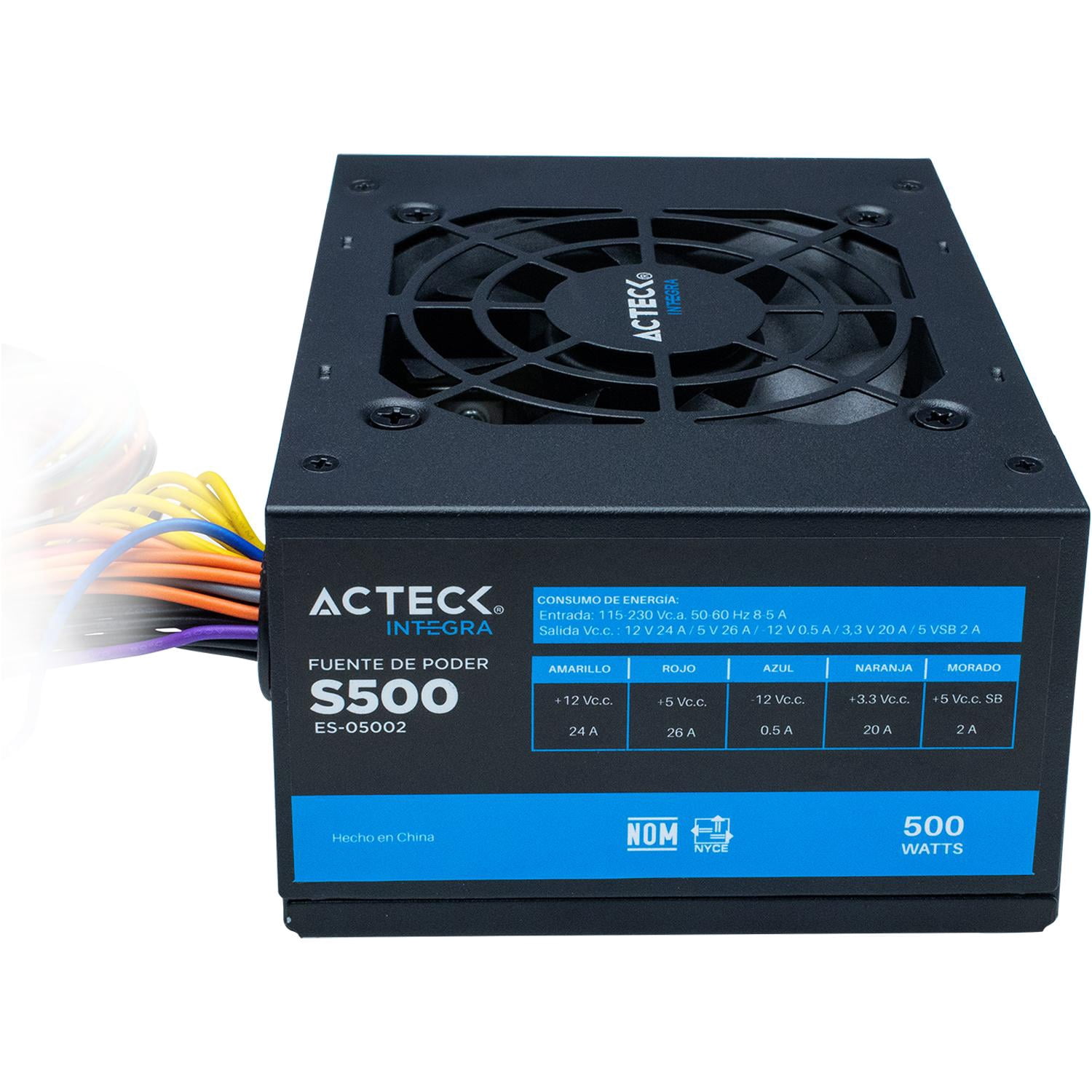 Fuente de Poder PC 500W Acteck Blazar S500 Slim Micro ATX ES-05002 ...