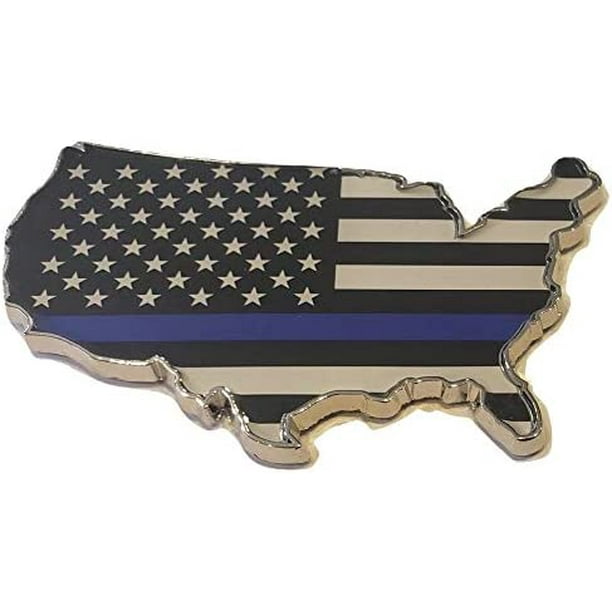 Muzzys THIN BLUE LINE AMERICAN FLAG IN SHAPE OF THE UNITED STATES ...
