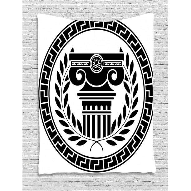 Toga Party Tapestry, Hellenic Column and Laurel Wreath Heraldic Symbol ...
