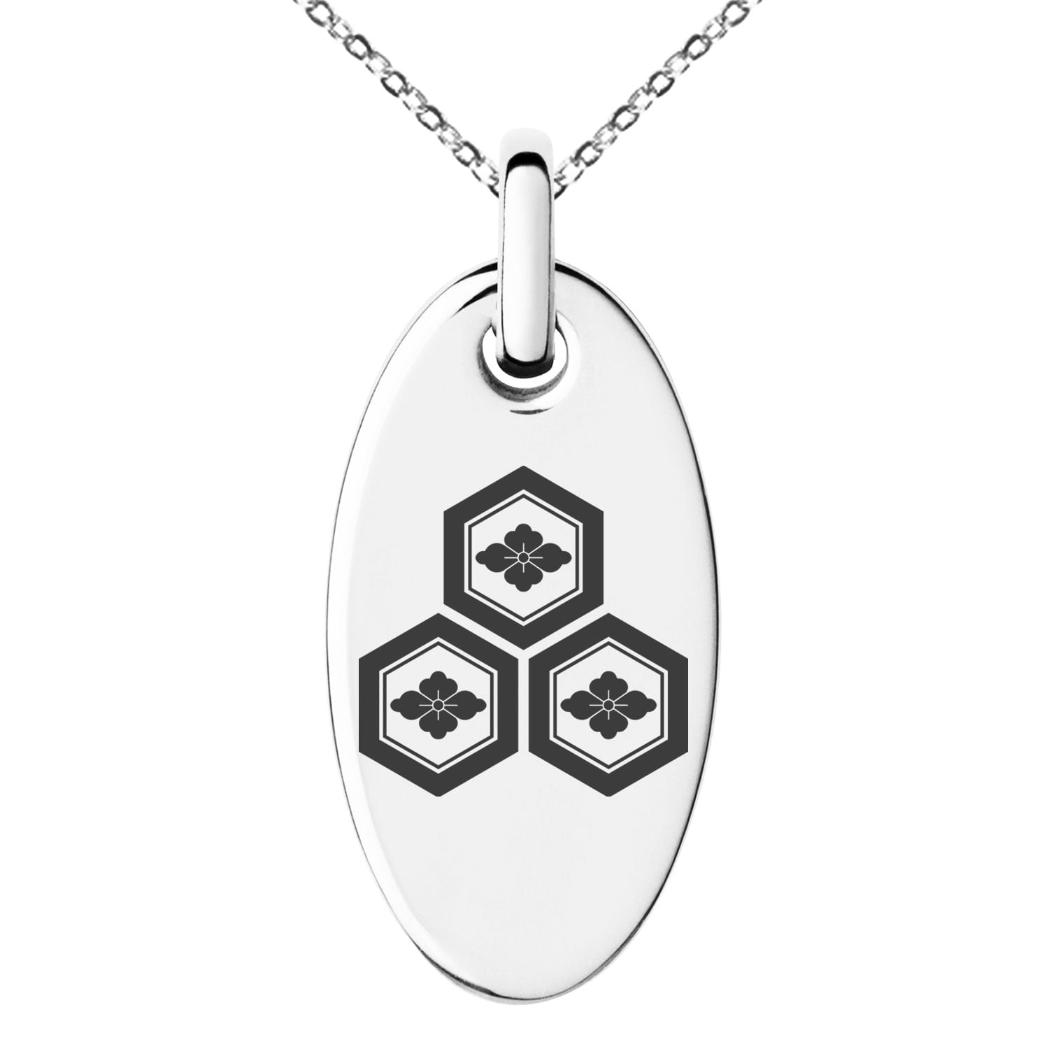 Stainless Steel Asai Samurai Crest Engraved Small Oval Charm Pendant ...