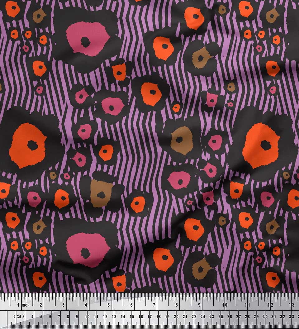 Soimoi Purple Crepe Silk Fabric Wild Animal Skin Print Fabric by The ...
