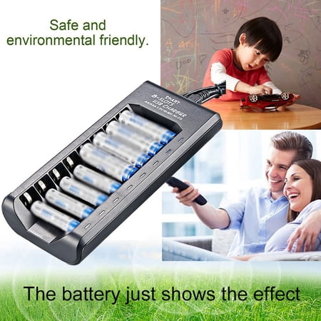 8 Slot Smart Battery Charger LED Display For AA / AAA NiMH Rechargeable ...