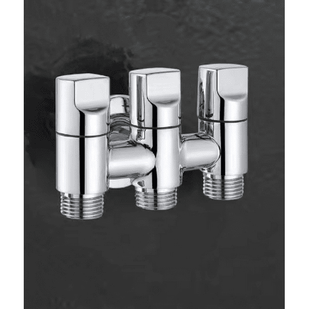 Válvula de distribución de agua de una entrada y tres salidas Válvula de ángulo de una entrada y ...