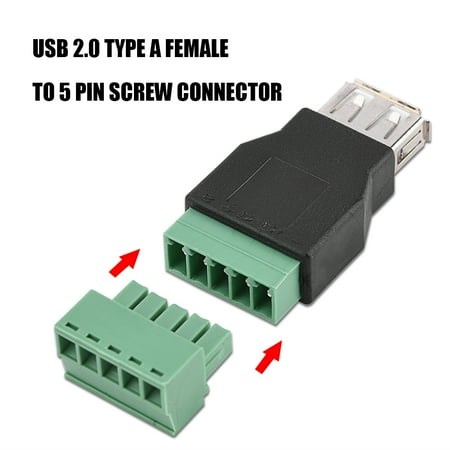 Type A Adpter Connector, Female Jack To 5 Pin Screw Type A Adapter ...