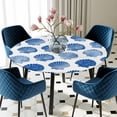 Blue Scallops Shell Round Table Cover, Sea Ocean Coastal Nature Summer ...