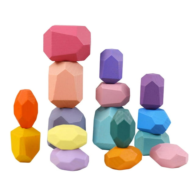 Wooden Sorting Stacking Balancing Stone Montessori Lightweight ...