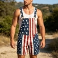 American Flag Overalls Men Shorts Loose Fit Patriotic Bibs Coveralls ...