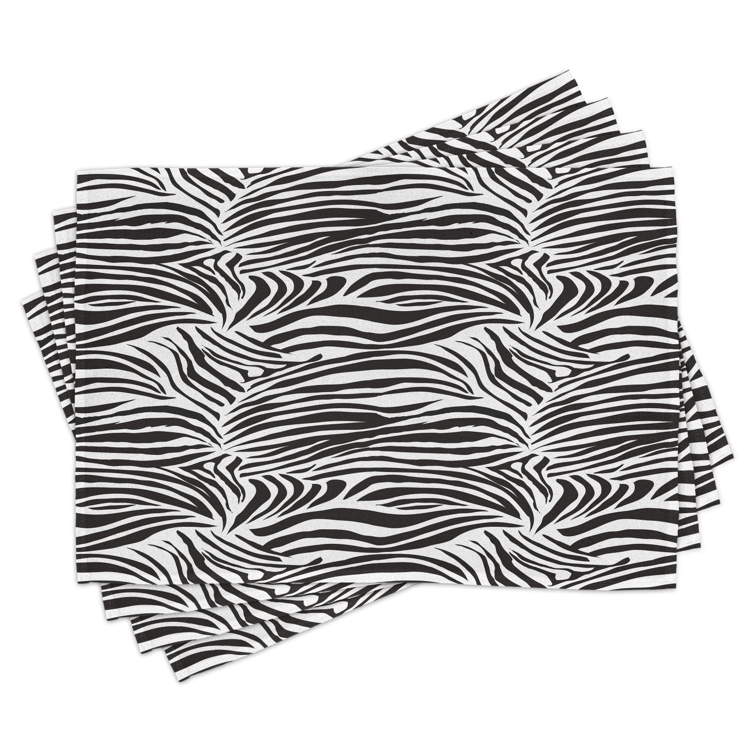 Ambesonne Black White Place Mats Set of 4, Wild Zebra Lines, Standard ...