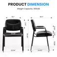 2 Pack Inky Black Leather Guest Chairs With Padded Armrests For Office ...
