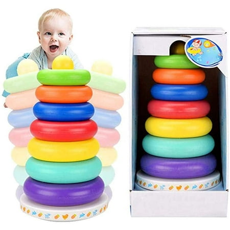 Rainbow Stacking Rings Toy Classic Stacker Toys,Music Rainbow Tower ...