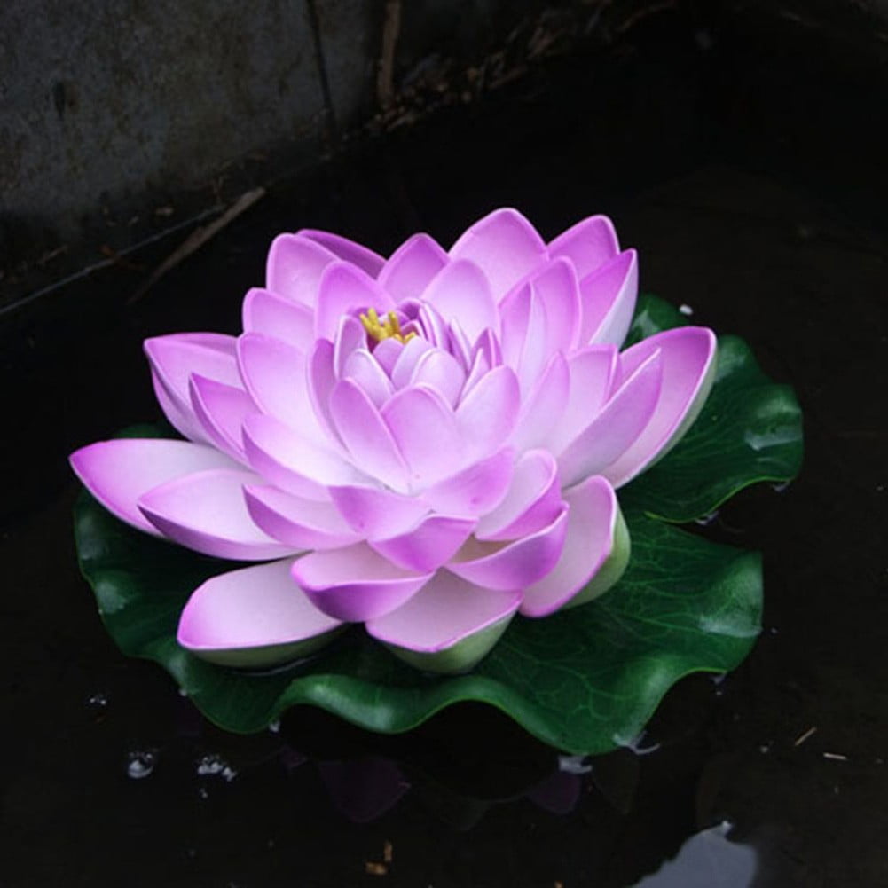 JINGT 18cm Artificial Water Lily Floating Lotus Flower Pond Aquarium ...