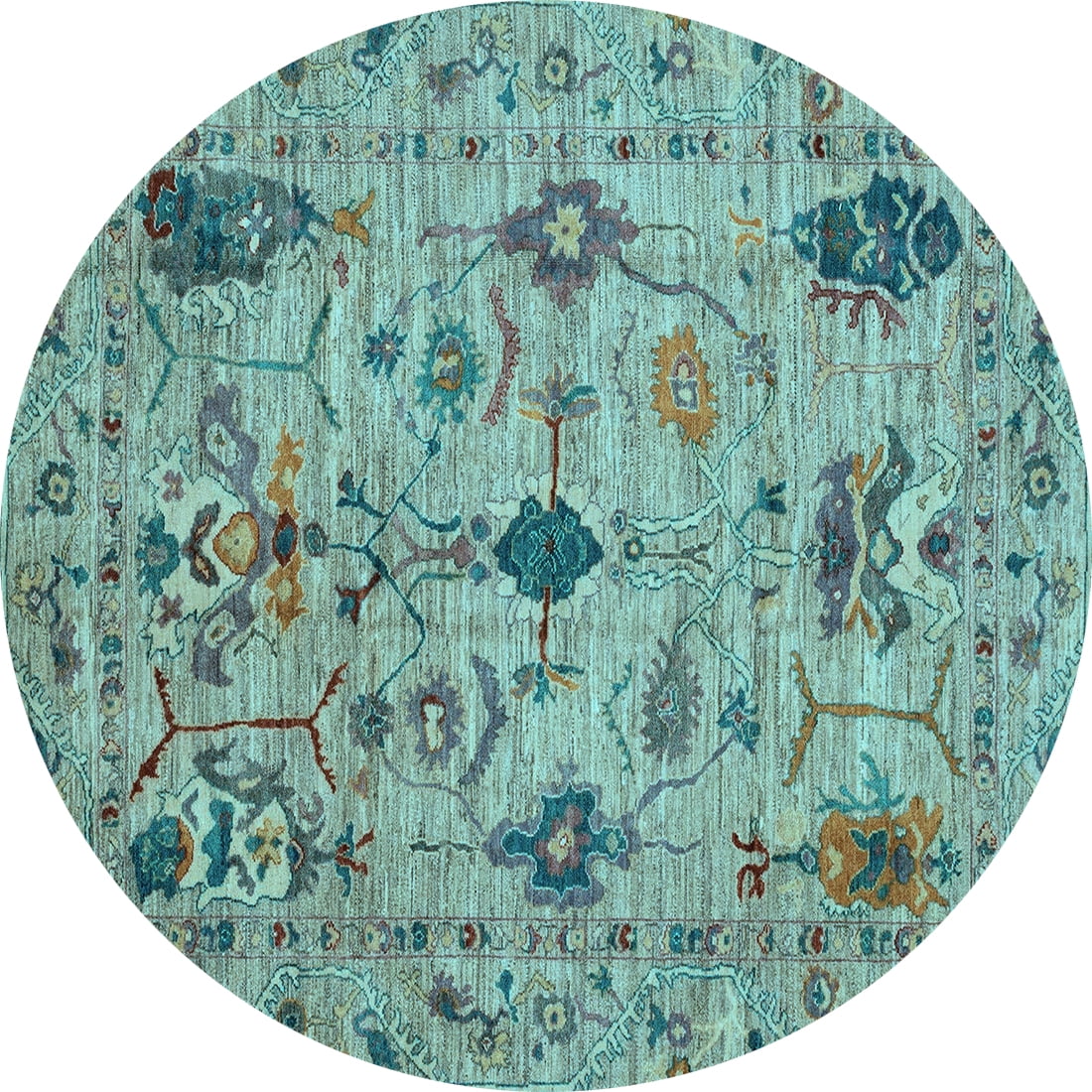 Ahgly Company Indoor Round Oriental Light Blue Traditional Area Rugs, 8 ...