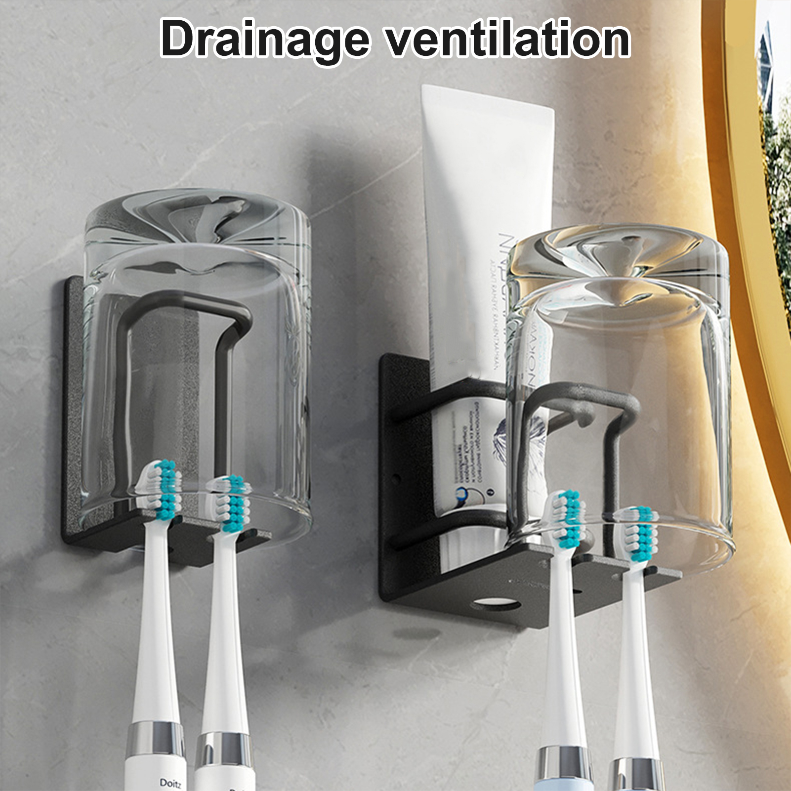 Yesbay Toothbrush Holder Wall Mounted Good Load-bearing Quick Drain ...