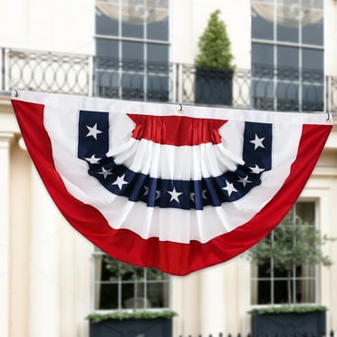g128 us american pleated fan flag | 3x6 ft | embroidered 210d bunting ...