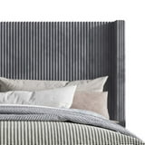 Home Design Chester Full Upholstered Platform Bed Frame with Wingback ...
