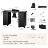 SKYSHALO Manicure Table Nail Desk for Nail Tech, Nail Table Beauty ...