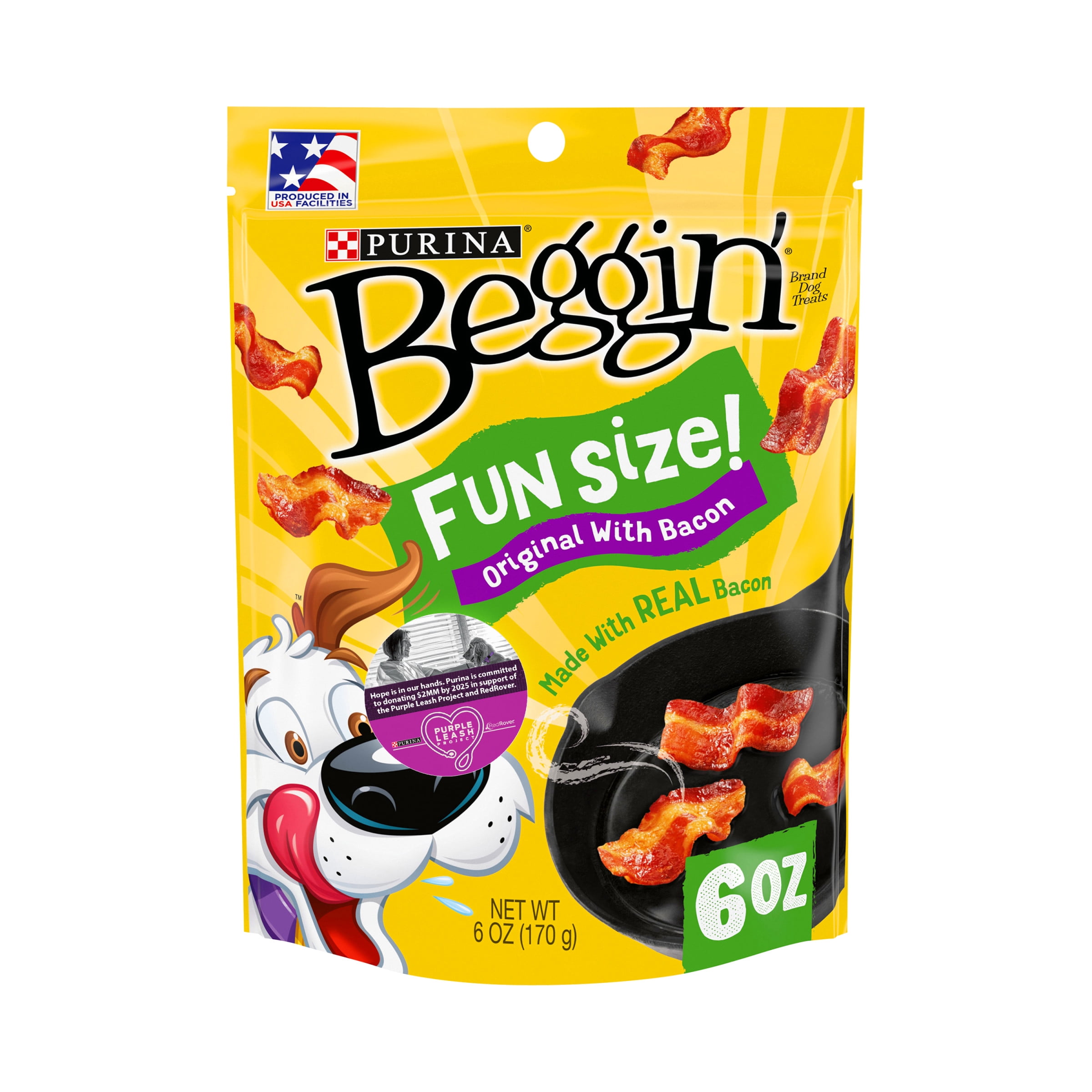 Purina Beggin' Real Meat Dog Treats, Fun Size Original With Bacon, 6 oz ...