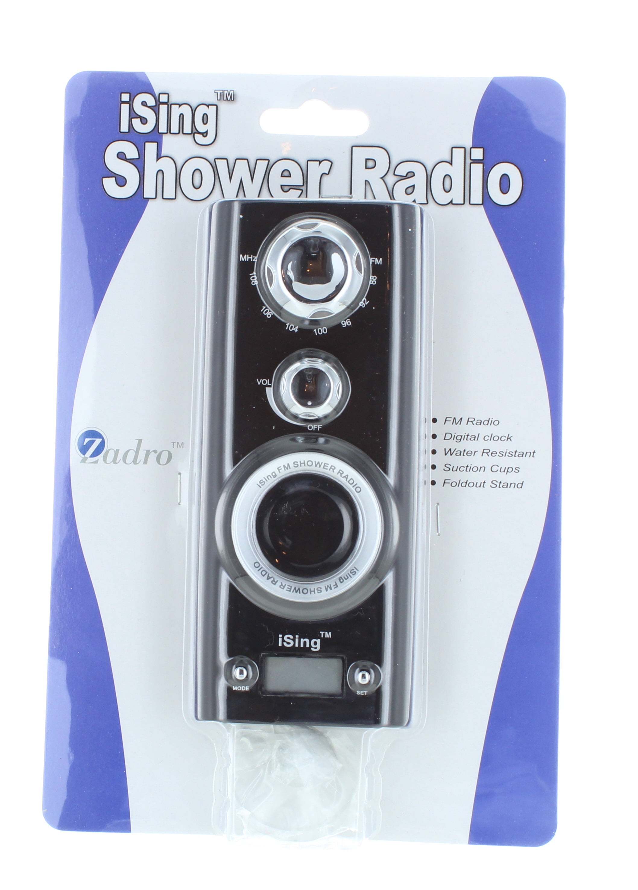 Portable Shower Radio With Digital Clock Water Resistant With Suction