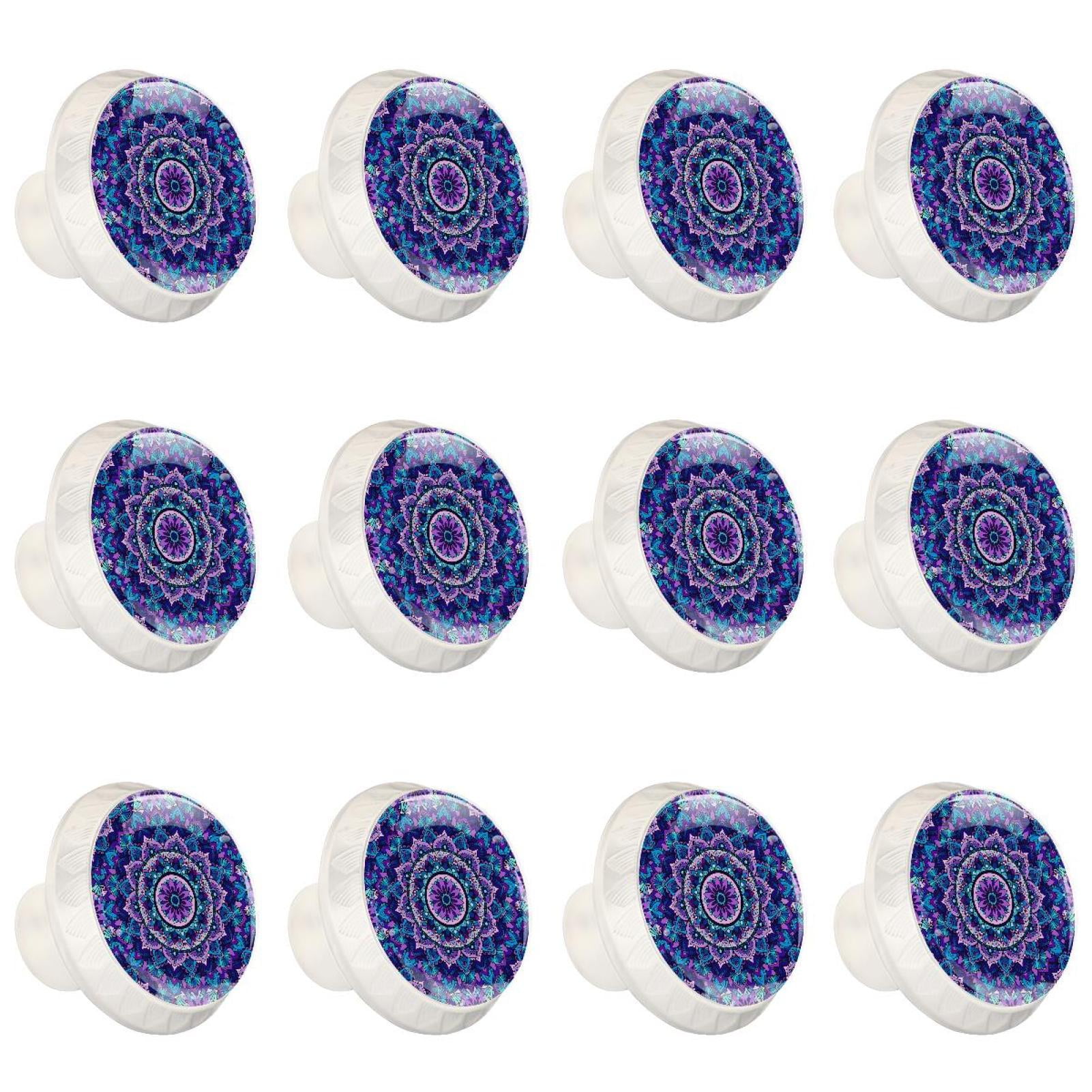 12 Pcs Mandala Purple Knobs for Kitchen Cabinet Cupboard Dresser ...