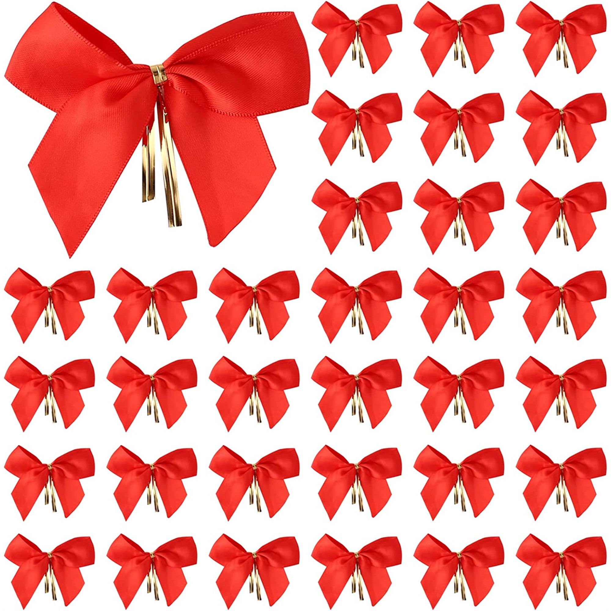 48Pcs Christmas Bow, TRIANU 13CM x 11CM Red Christmas Bow Ribbon Bow ...